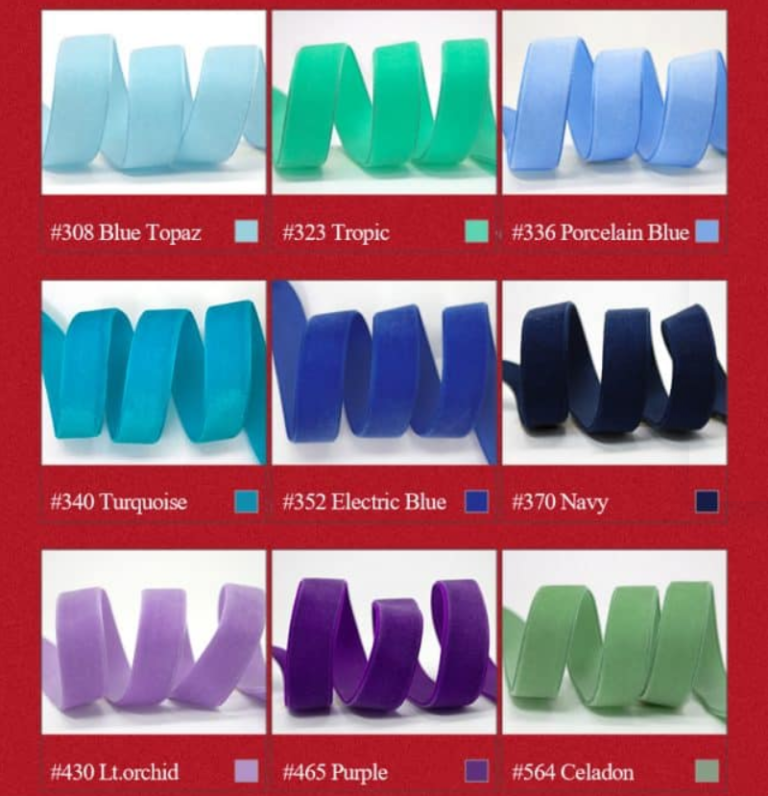 6mm Velvet Ribbon 1/4 Inch Red Black 32 colors - RibbonBuy